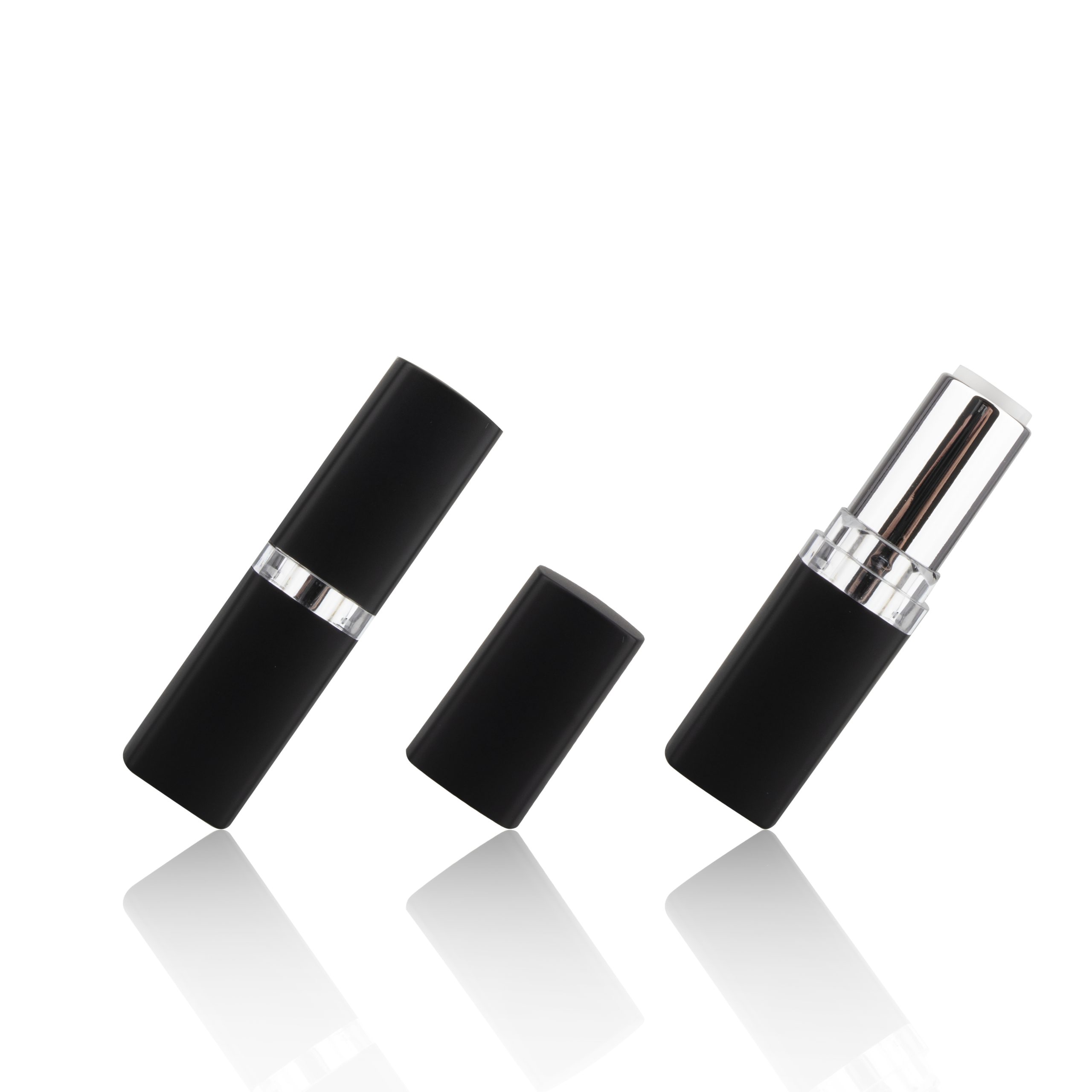 Square Elegant Black Custom Lipstick Tube Packaging Frosted Black ...