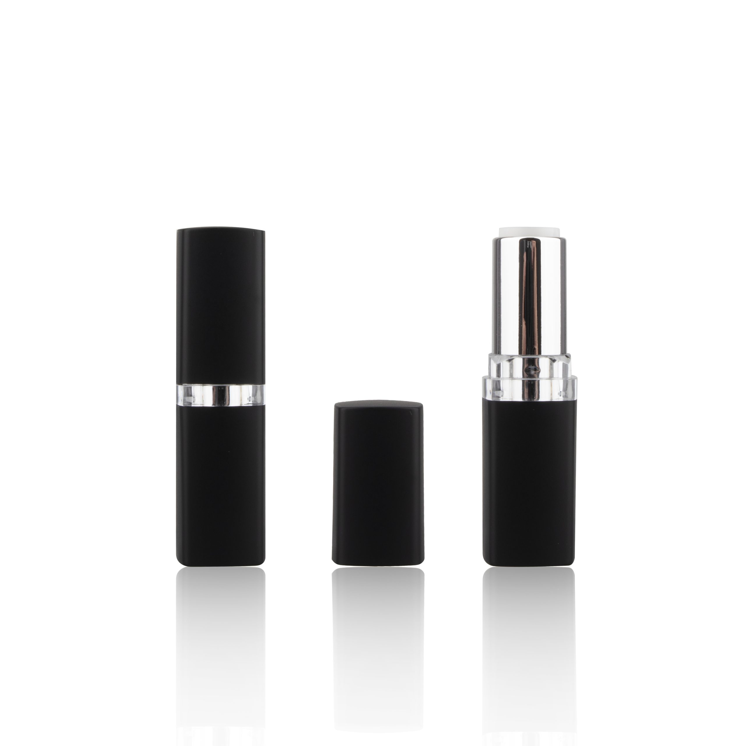Square Elegant Black Custom Lipstick Tube Packaging Frosted Black ...