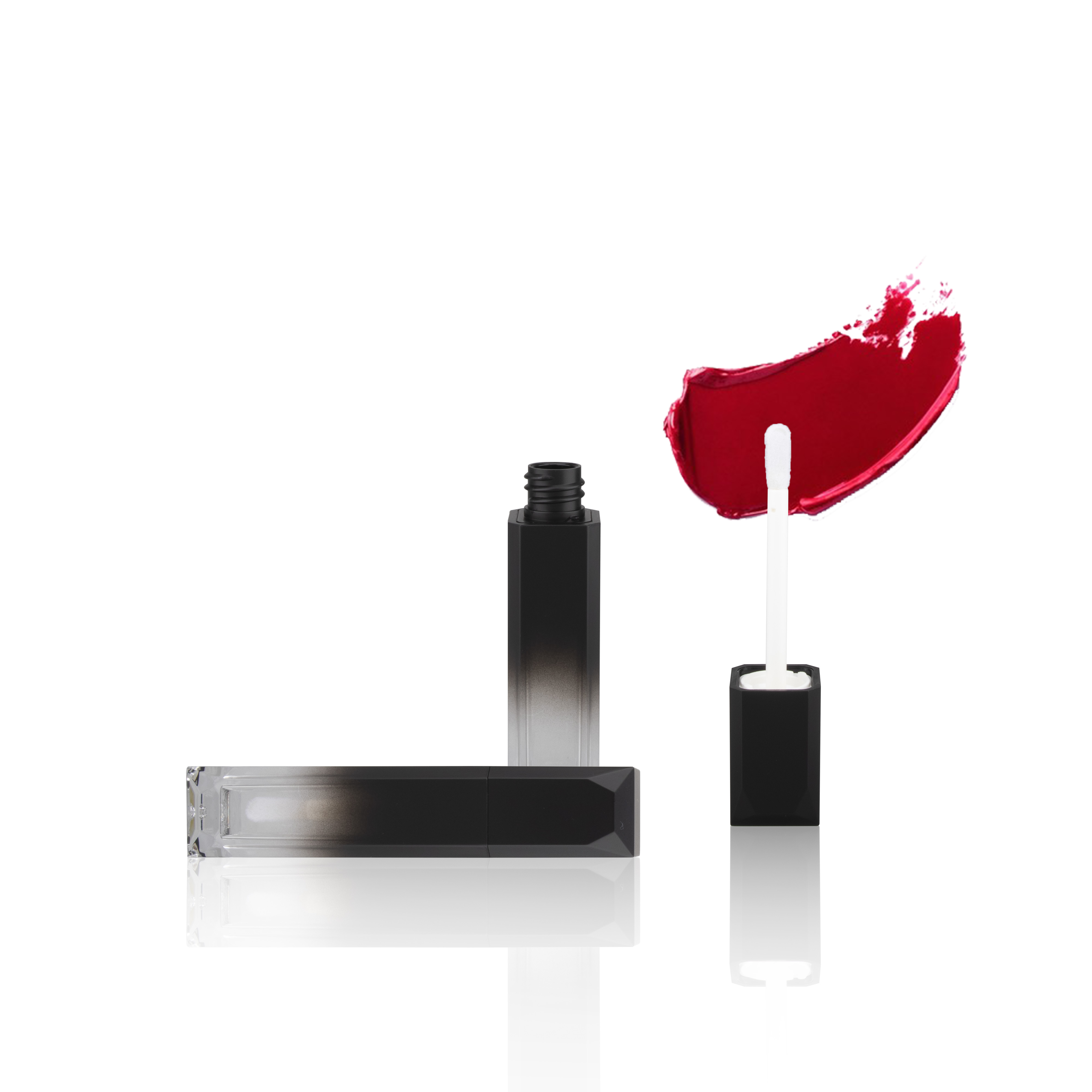 Plastic Square Gradient Lip Gloss Tube with Wands Black Lipgloss Tube ...